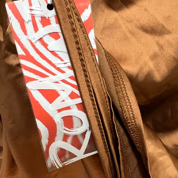 ROMWE | Dresses | Romwe Copper Draped Side Drawstring Satin Bodycon ...